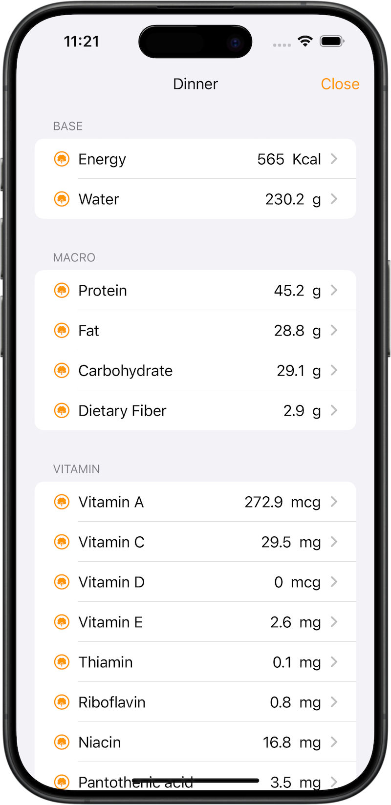 Nutritional Intake